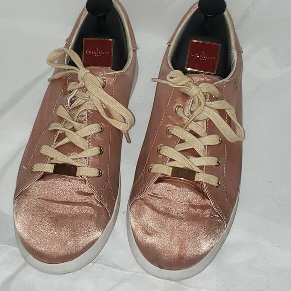 Heavenly Soles | Shoes | Ladies Heavenly Soles Pink Satin Sneakers ...